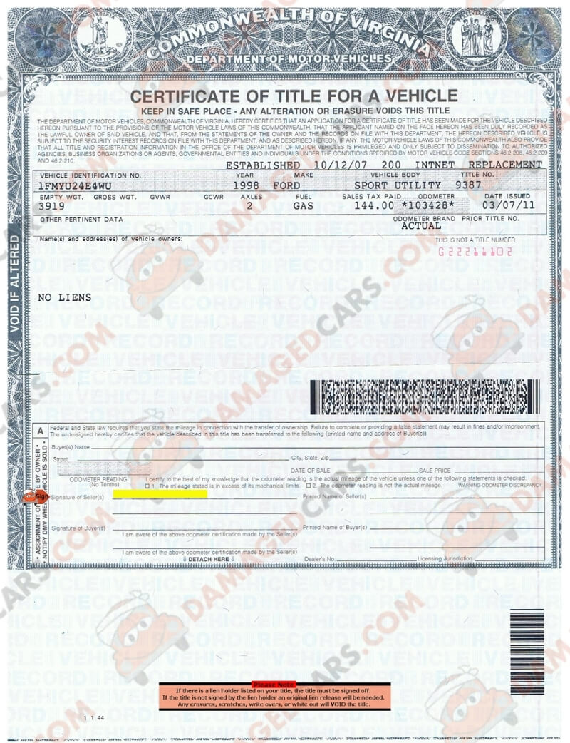 Virginia Car Title How To Transfer A Vehicle Rebuilt Or Lost Titles Virginia Car Title How To Transfer A Vehicle Rebuilt Or Lost Titles